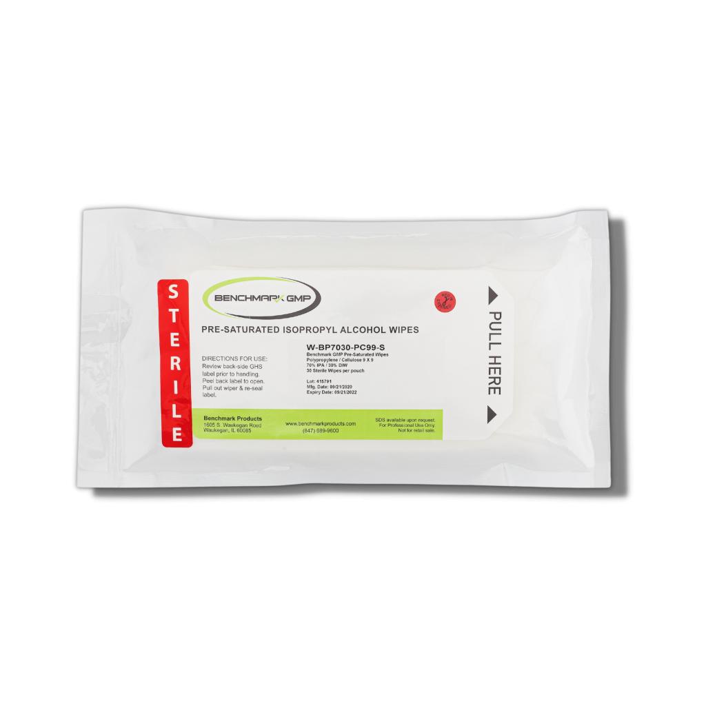 BenchmarkGMP Sterile Pre-Saturated Polyester/Polycellulose Wipes-9"x9" | BenchmarkGMP